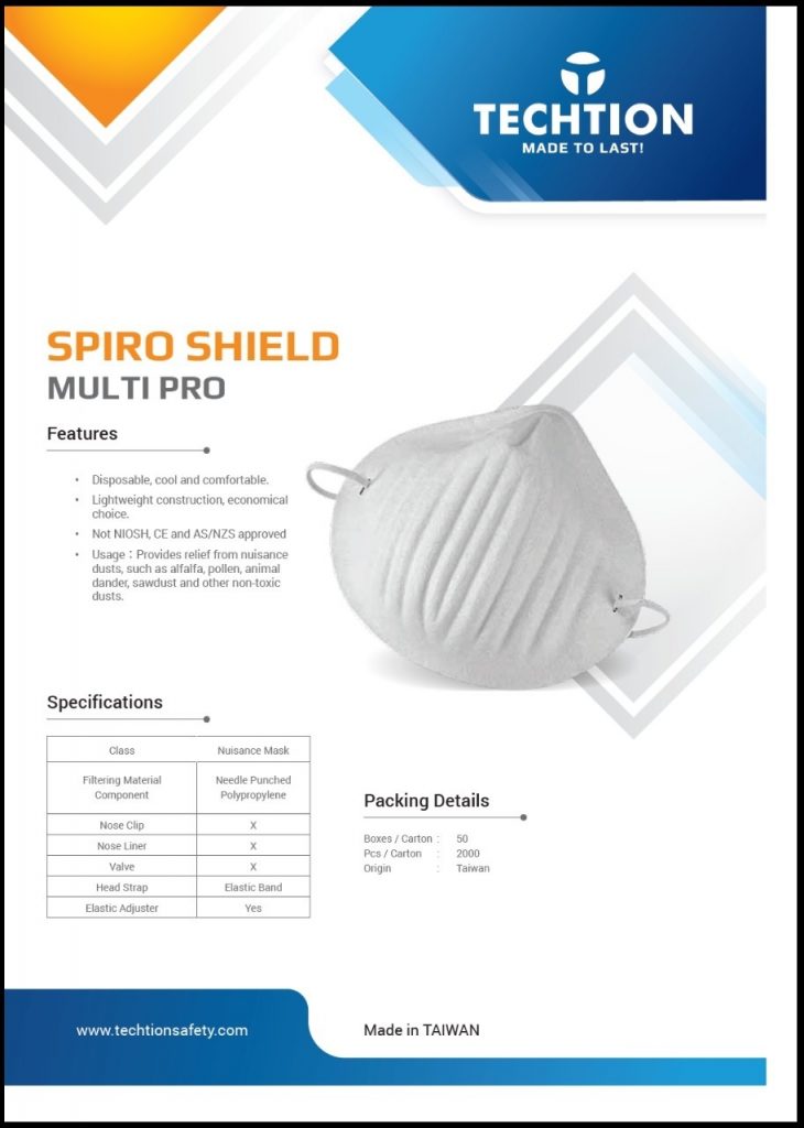 TECHTION SPIRO SHIELD MULTI PRO MASK – Gulf Safety